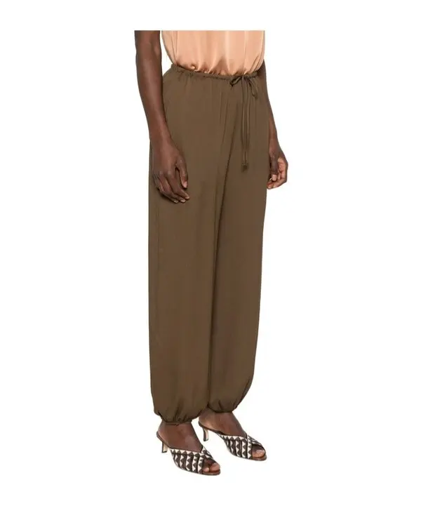 FORTE_FORTE Drawstring Waist Elasticated Hem Trousers - Green