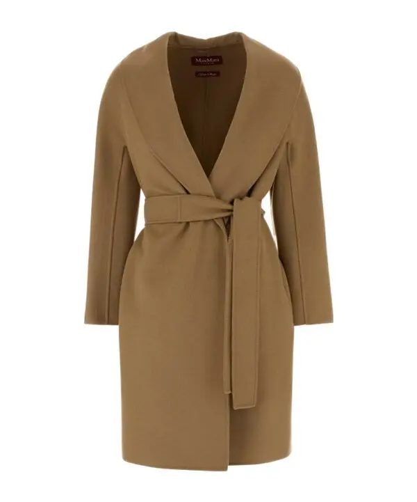 Max Mara Long Sleeve Belted Coat - Brown