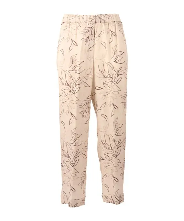 Peserico Floral-print Trousers - Beige