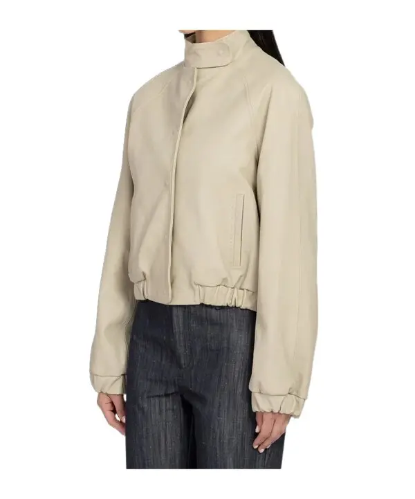 Paloma Wool Stand Collar Casual Jacket With Elasticated Waist - Nude