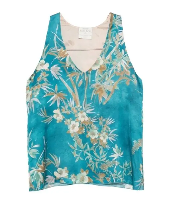 FORTE_FORTE Sleeveless V-neck Floral Print Top - Green