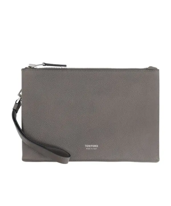 TOM FORD Zip Wristlet Clutch Bag - Grey