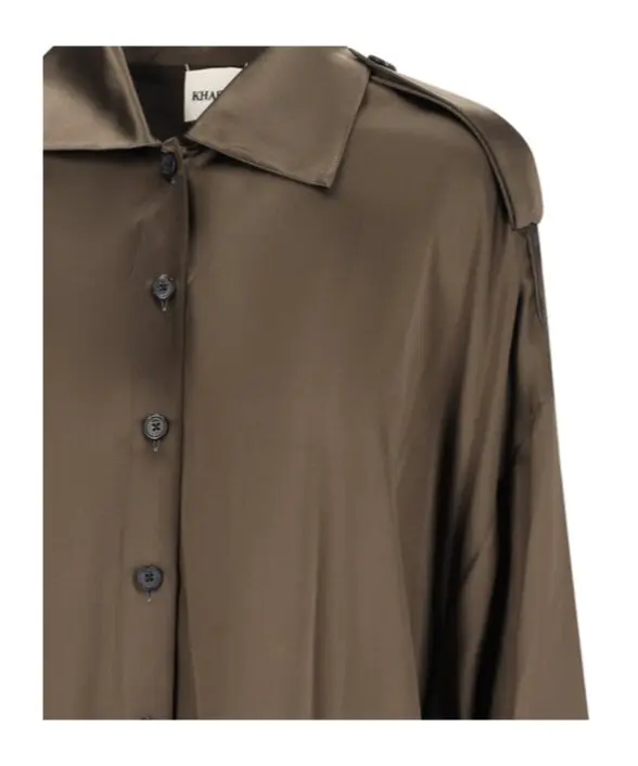 Khaite Long-sleeved Shirt With Lapel Collar - Brown
