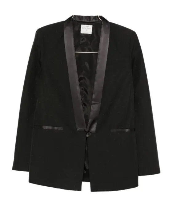 FORTE_FORTE Satin-trim Shawl-lapel Blazer - Black