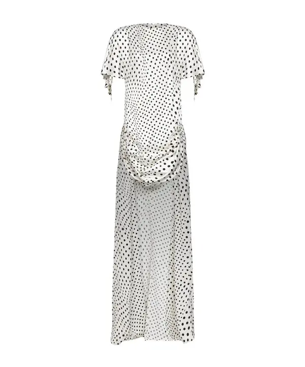 Stella McCartney Polka Dot Round Neck Short Sleeve Maxi Dress - White