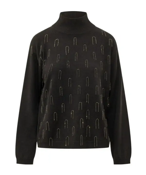 Fabiana Filippi Embellished Mock-neck Knitted Jumper - Black
