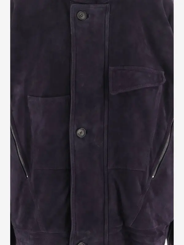 Giorgio Armani Suede High Neck Blouson Coat