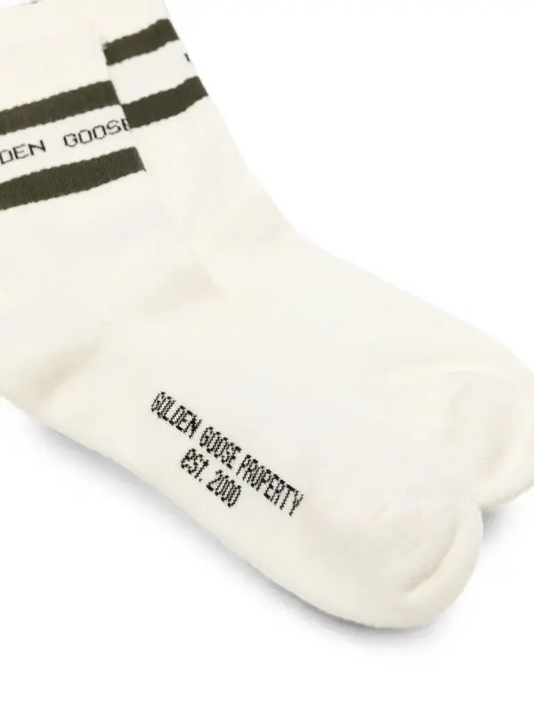GOLDEN GOOSE Knitted Striped Crew Socks