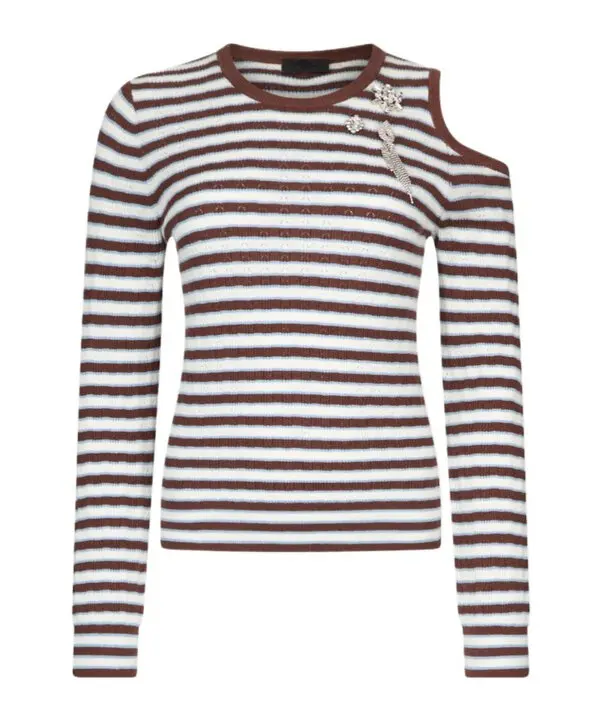 Liu Jo Striped Cut-out Sweater - Brown