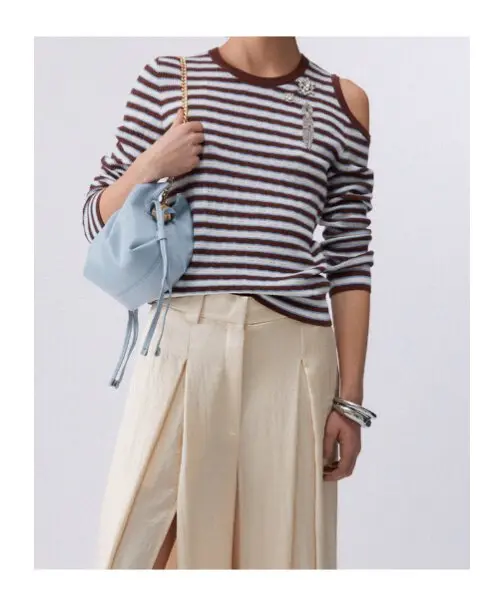 Liu Jo Striped Cut-out Sweater With Jewel Embroidery