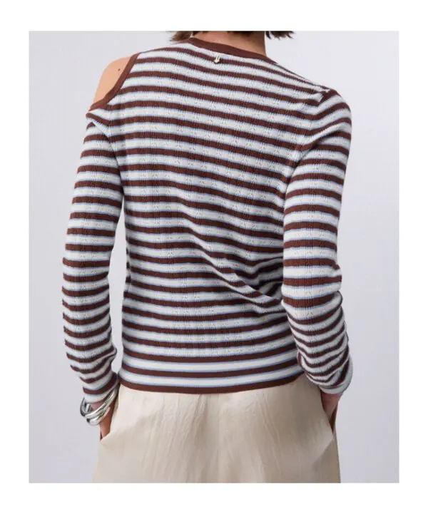 Liu Jo Striped Cut-out Sweater With Jewel Embroidery