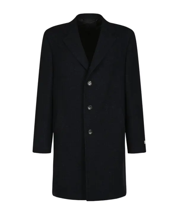 Canali Long-sleeved Collared Coat - Black