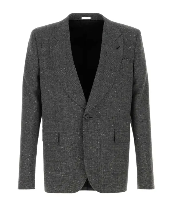 Alexander McQueen Single Breasted Embellished Jacket - Grey