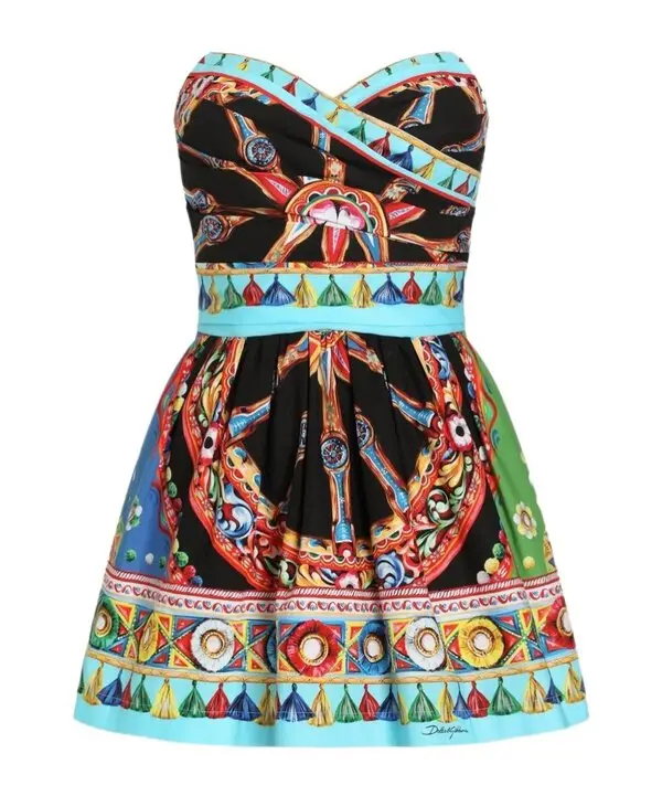 Dolce & Gabbana Carretto-print Poplin Dress