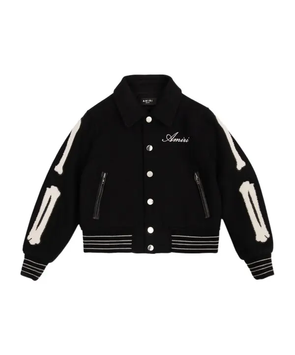 Amiri Long Sleeve Jacket With Embroidered Logo And Ribbed Trims