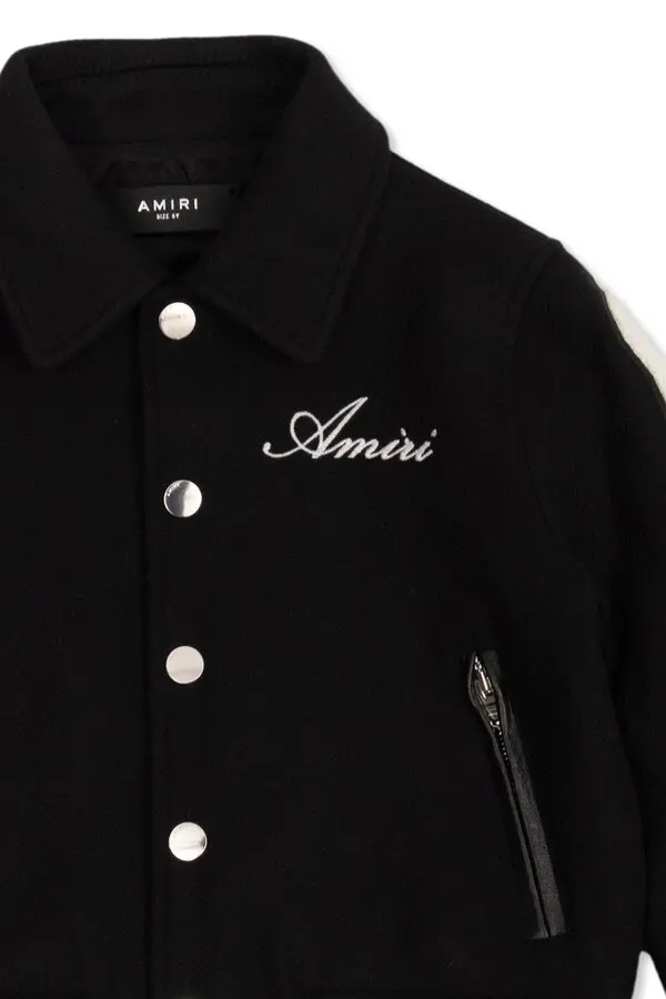 Amiri Long Sleeve Jacket With Embroidered Logo And Ribbed Trims