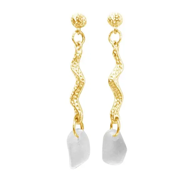 GLASSTYK Bølgeskum Lille Earrings - White