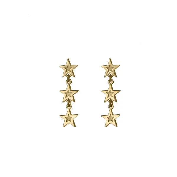 EDGE ONLY Megastar 3 Star Drop Earrings 18ct Vermeil - Gold
