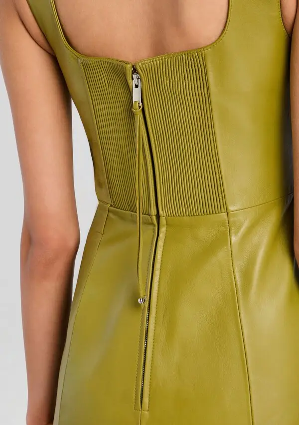 Retrofete Tilde Leather Mini Dress - Basil
