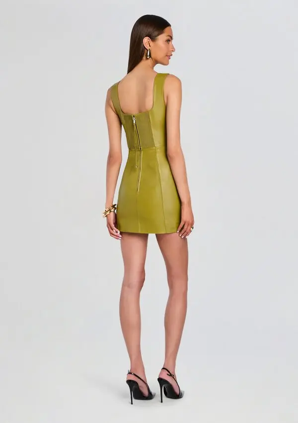 Retrofete Tilde Leather Mini Dress - Basil