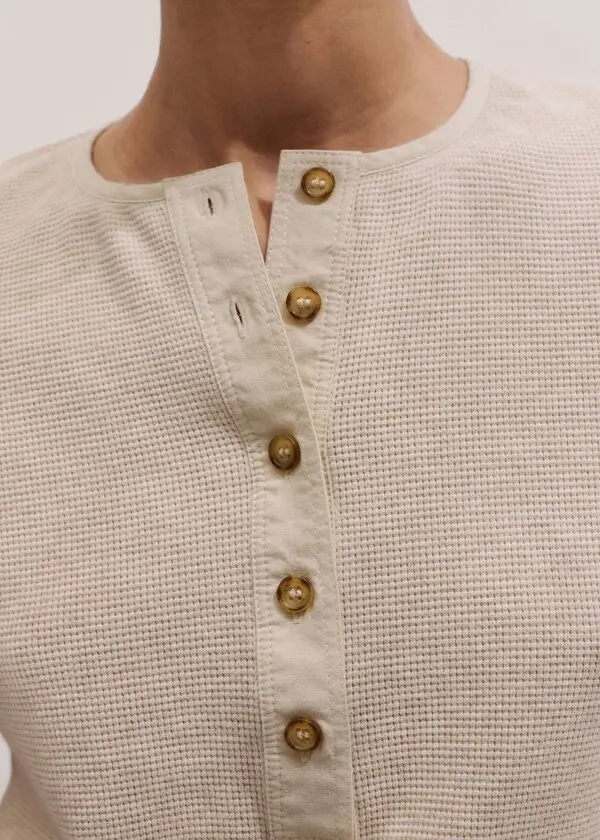 ME+EM Button Down Waffle Baby Tee