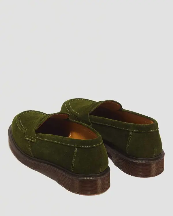 Dr. Martens Repello Calf Suede Moc Toe Penny Loafers - Green