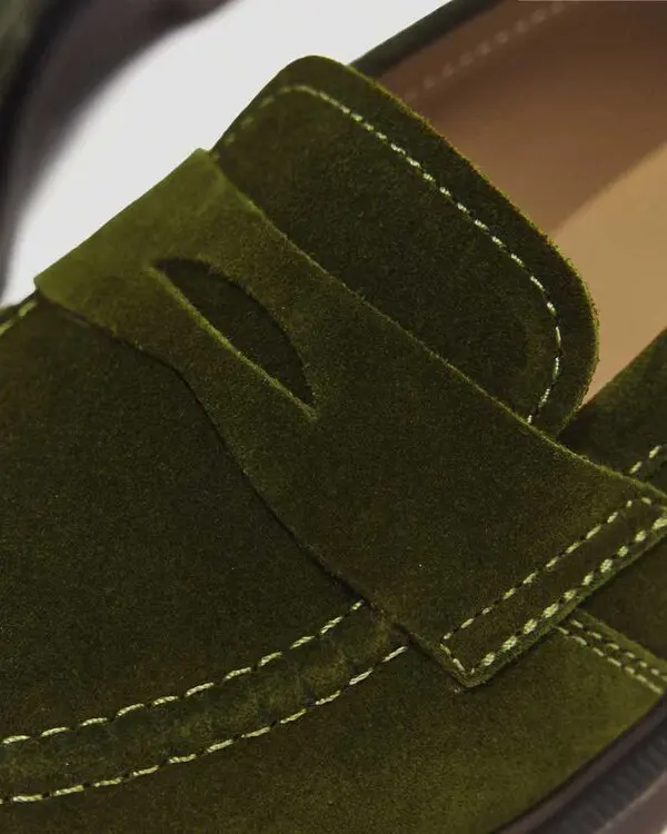 Dr. Martens Repello Calf Suede Moc Toe Penny Loafers - Green