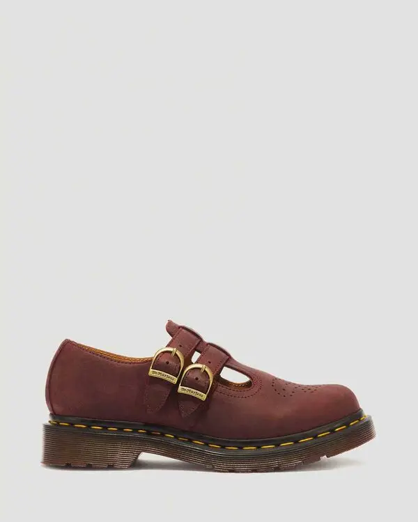 Dr. Martens 8065 Crazy Horse Leather Mary Jane Shoes - Red