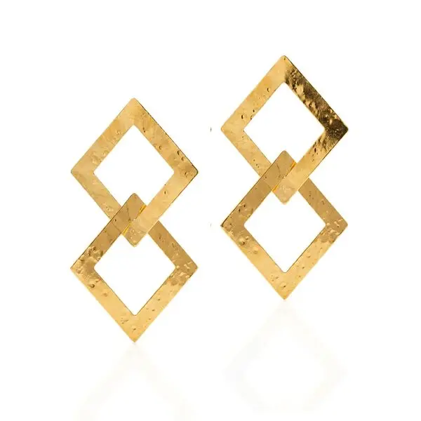 JAREDJAMIN Asha Hammered Link Statement Earrings - Gold