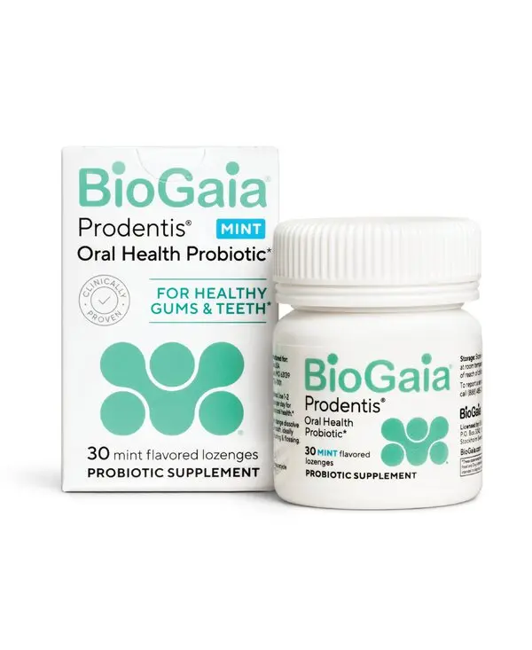 BIOGAIA Prodentis Hygienist-recommended Oral Probiotic | Bad Breath Treatment For Adults | Healthy Gums & Teeth | Mint Lozenges | 30 Count - No Color