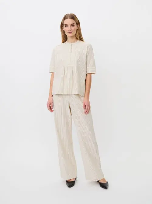MASAI COPENHAGEN Mapippie Linen-blend Pinstripe Trousers