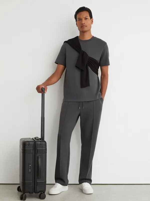 REISS Barton Sueded Interlock Jersey Modern-fit T-shirt - Charcoal Grey