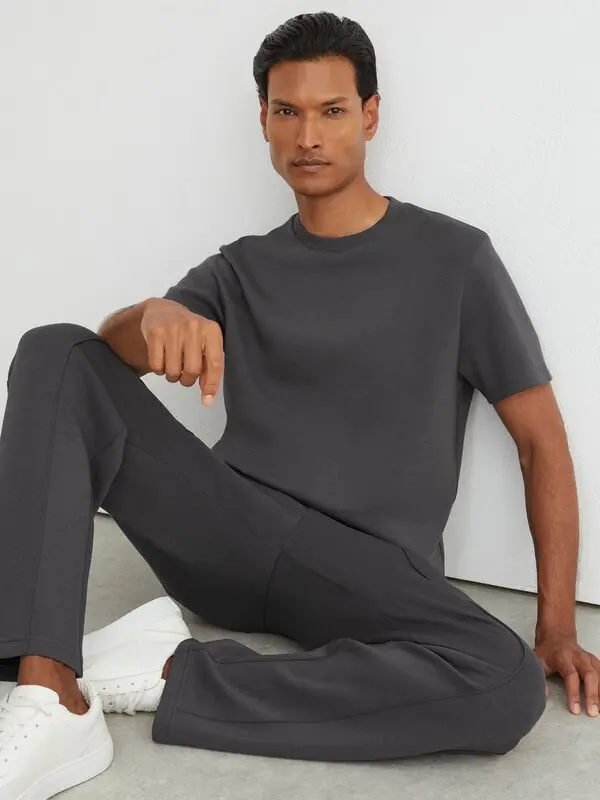 REISS Barton Sueded Interlock Jersey Modern-fit T-shirt - Charcoal Grey