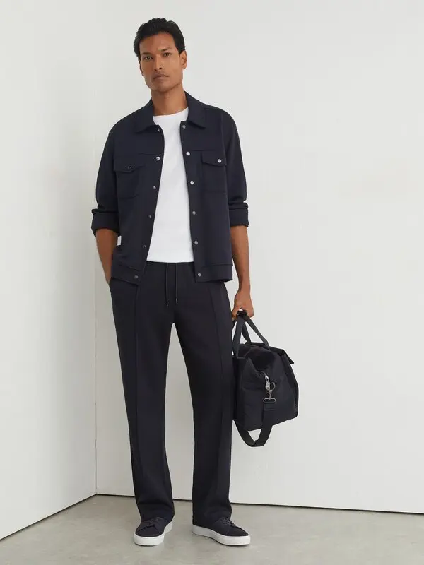 REISS Form Premium Interlock Straight-leg Joggers - Navy