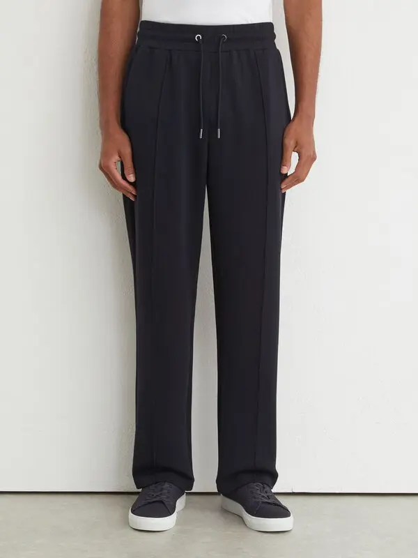 REISS Form Sueded Interlock Jersey Straight-leg Joggers - Navy