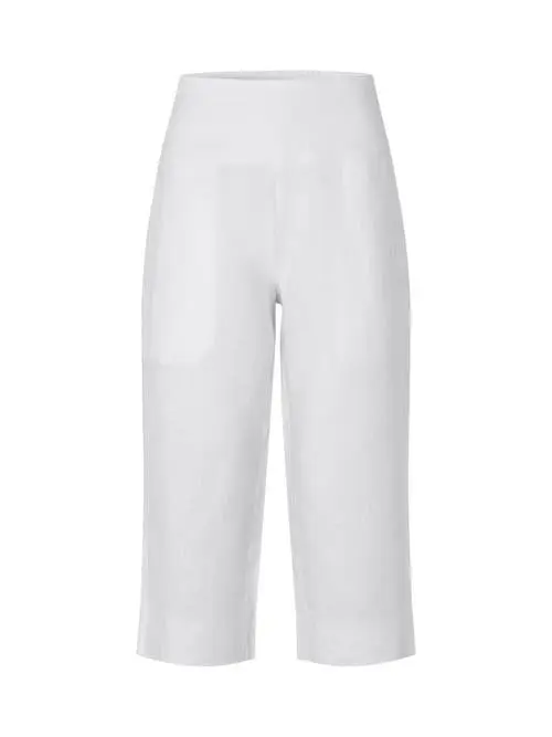 MASAI COPENHAGEN Linen Cropped Trousers With Smocked Waistband - White