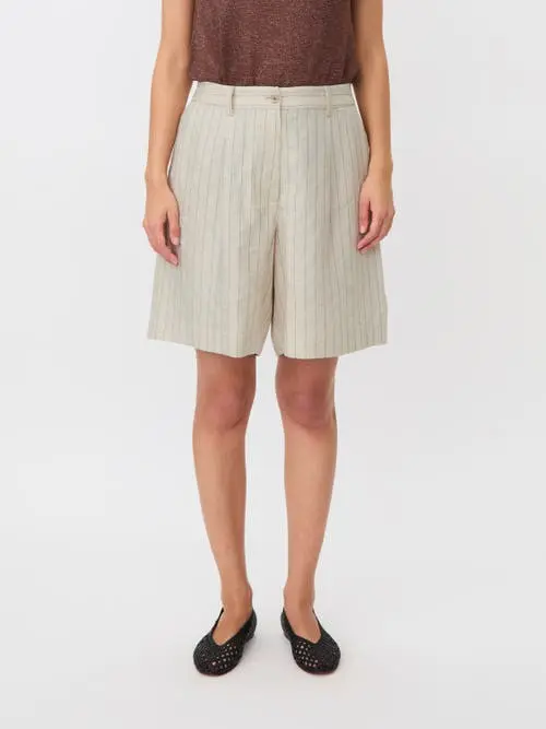 MASAI COPENHAGEN Pinstripe Linen-blend Wide-leg Shorts