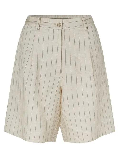 MASAI COPENHAGEN Pinstripe Linen-blend Wide-leg Shorts