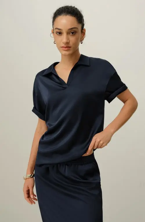 Lilysilk Washable Silk Charmeuse Polo Top