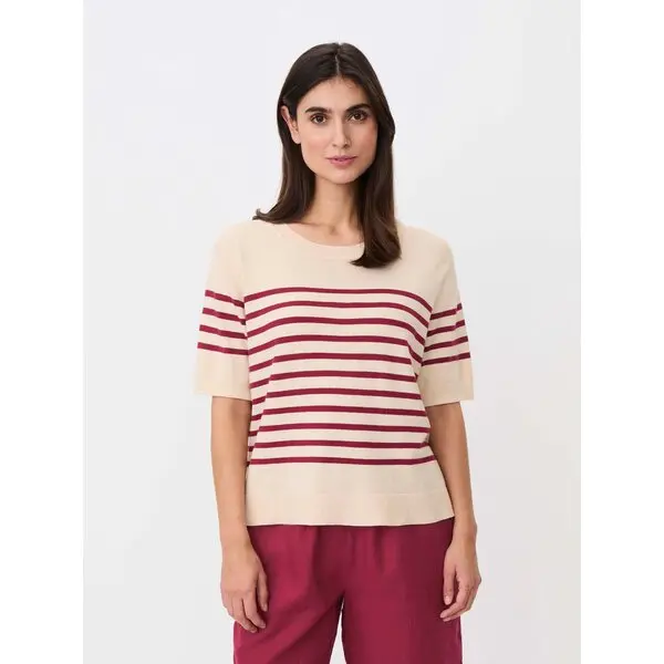 MASAI COPENHAGEN Striped Short Sleeve Knit Top
