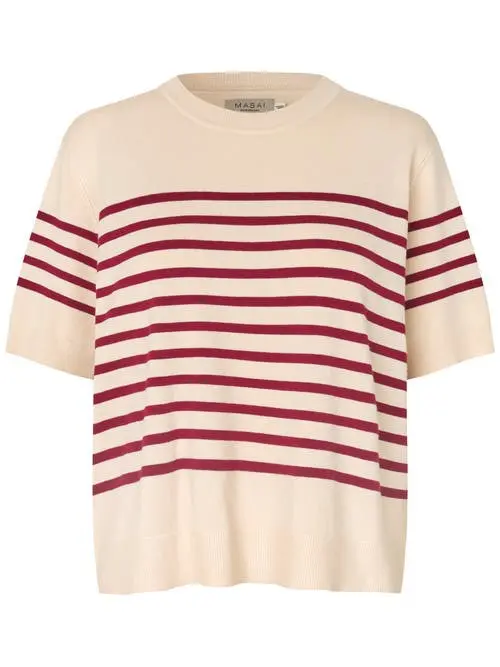 MASAI COPENHAGEN Striped Short Sleeve Knit Top