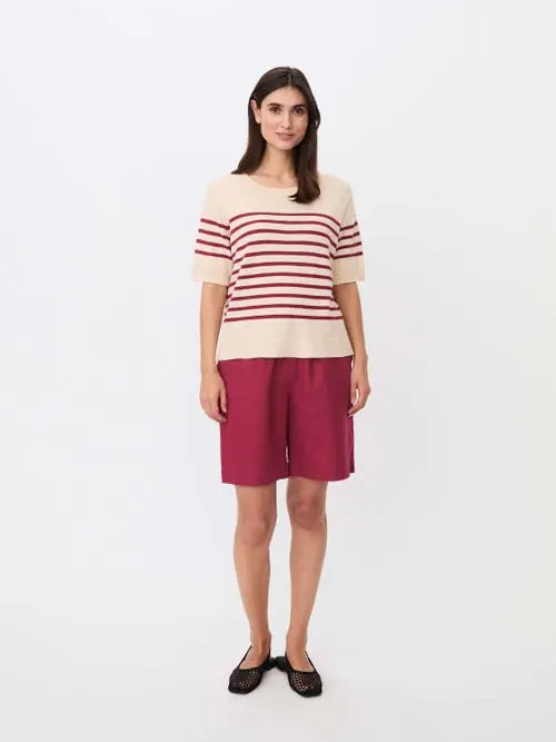 MASAI COPENHAGEN Striped Short Sleeve Knit Top