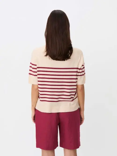 MASAI COPENHAGEN Striped Short Sleeve Knit Top