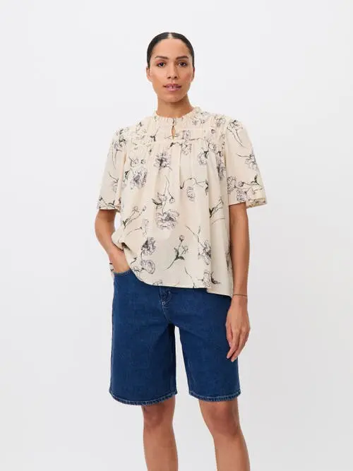 MASAI COPENHAGEN Floral Keyhole Blouse