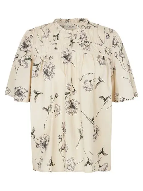 MASAI COPENHAGEN Floral Keyhole Blouse