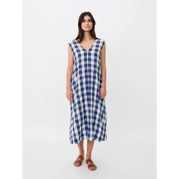 MASAI COPENHAGEN V-neck Checked Midi Dress