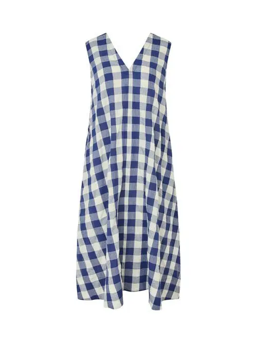 MASAI COPENHAGEN V-neck Checked Midi Dress