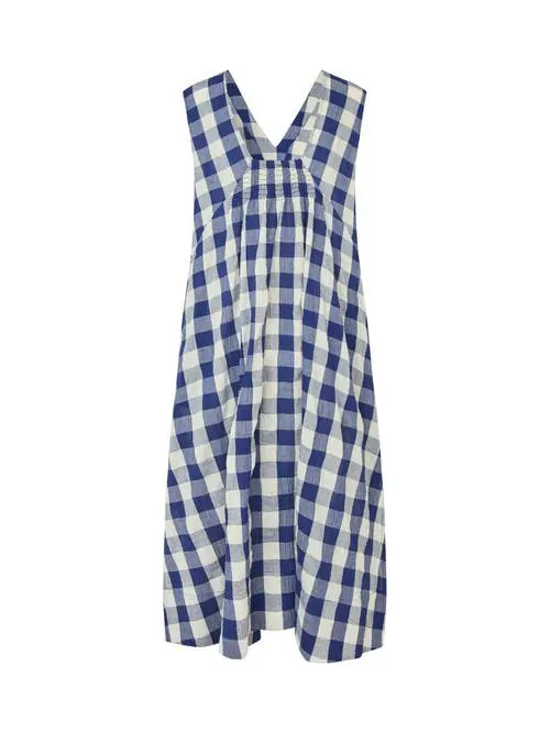MASAI COPENHAGEN V-neck Checked Midi Dress