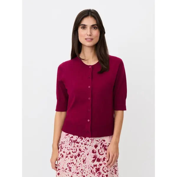 MASAI COPENHAGEN Malopus Half-sleeve Knitted Cardigan - Beet Red