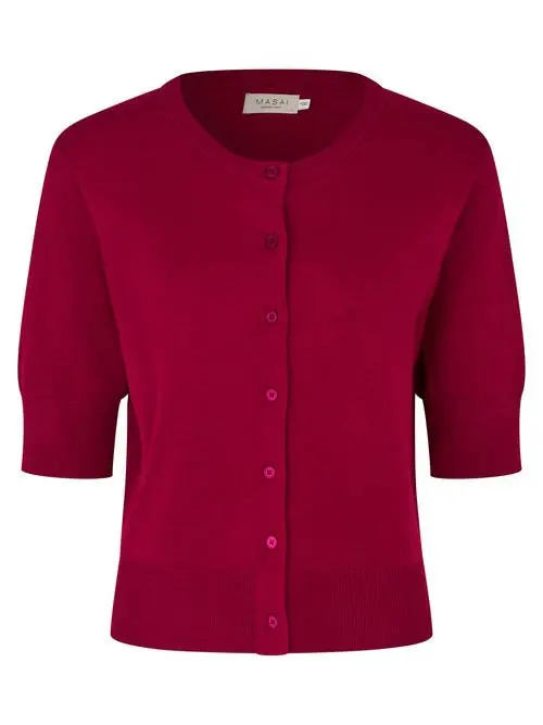 MASAI COPENHAGEN Half-sleeve Knitted Cardigan - Beet Red